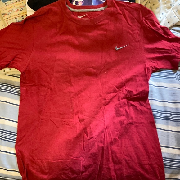 Nike | Shirts | Red Nike T Shirt With Gray Nike Logo | Poshmark